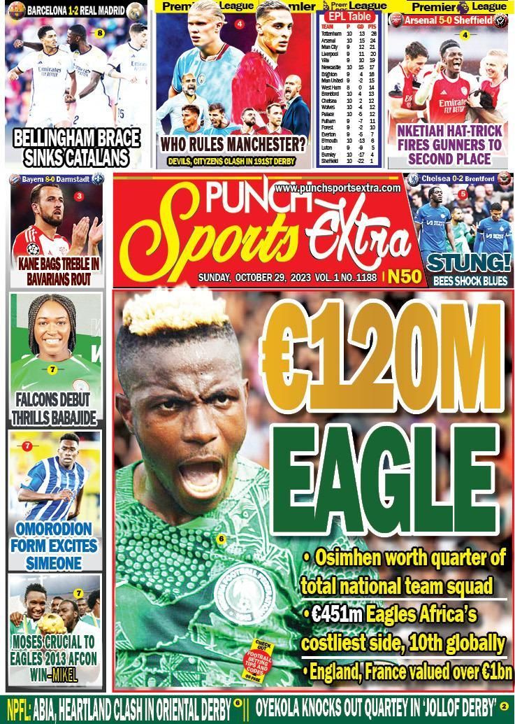 Punch Newspapers on LinkedIn: OCTOBER 29 - PUNCH Sports Extra Headlines Punch Newspapers on LinkedIn: OCTOBER 29 - PUNCH Sports Extra Headlines