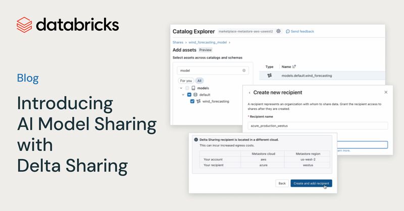 🚀 Databricks Delta Sharing supports AI model sharing in Public Preview ... 🚀 Databricks Delta Sharing supports AI model sharing in Public Preview ...