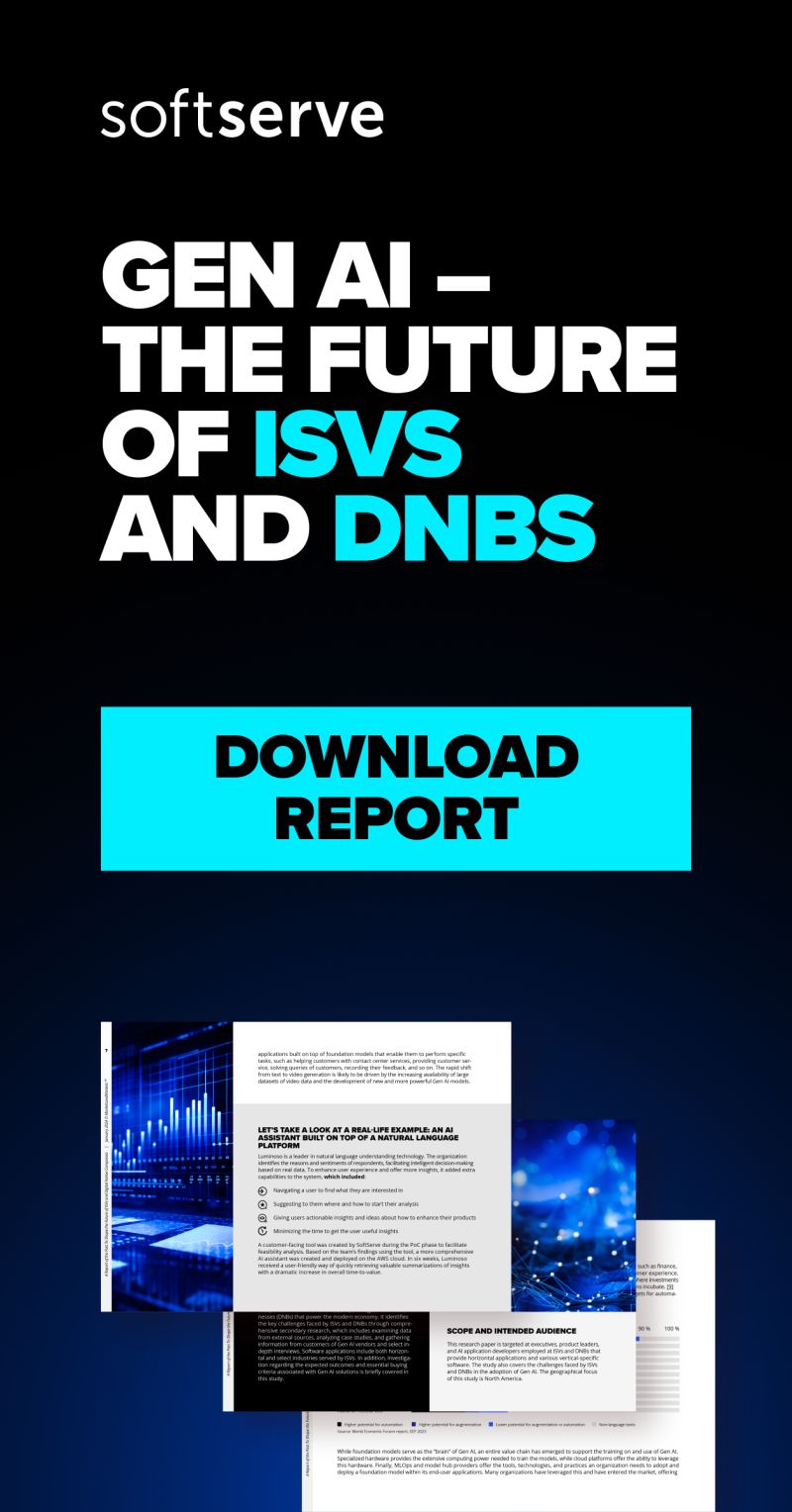 SoftServe on LinkedIn: New Gen AI Report for ISVs and DNBs to Transform ... SoftServe on LinkedIn: New Gen AI Report for ISVs and DNBs to Transform ...