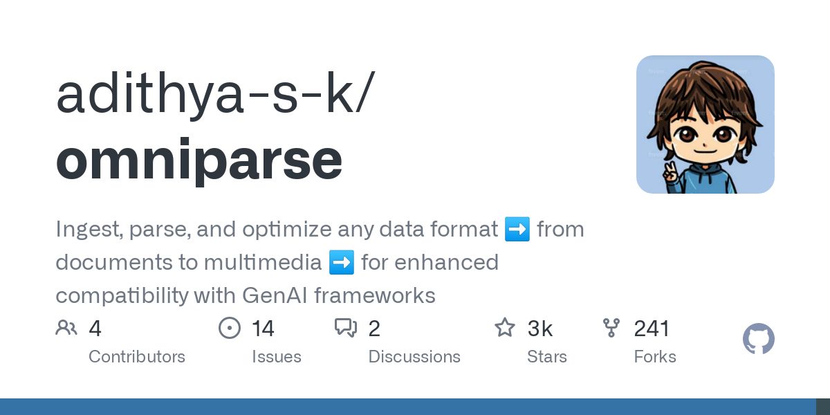 Micha(el) Bladowski on LinkedIn: GitHub - adithya-s-k/omniparse: Ingest ... Micha(el) Bladowski on LinkedIn: GitHub - adithya-s-k/omniparse: Ingest ...