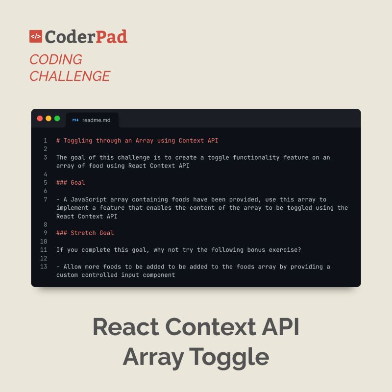 CoderPad on LinkedIn: Tiny Interview: React Context API Array Toggle ... CoderPad on LinkedIn: Tiny Interview: React Context API Array Toggle ...