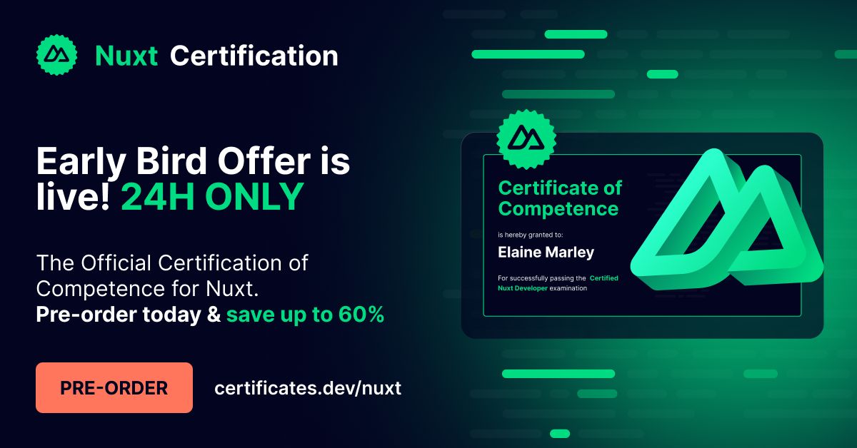 Vue.js Developers on LinkedIn: Official Nuxt Certification | Created ... Vue.js Developers on LinkedIn: Official Nuxt Certification | Created ...