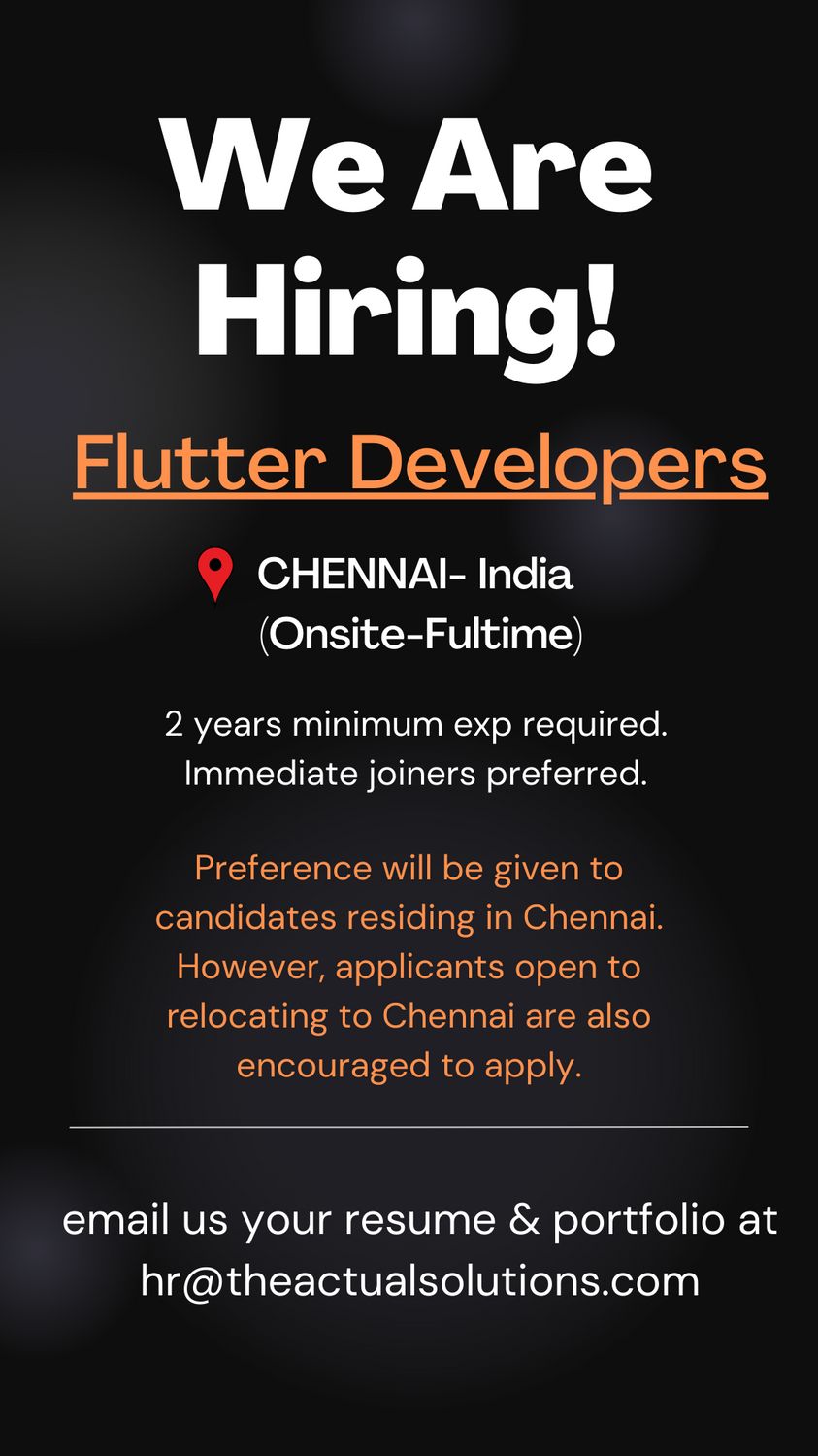 Shaikha Usman on LinkedIn: #flutterdeveloper #flutter #chennai #chennaijobs Shaikha Usman on LinkedIn: #flutterdeveloper #flutter #chennai #chennaijobs