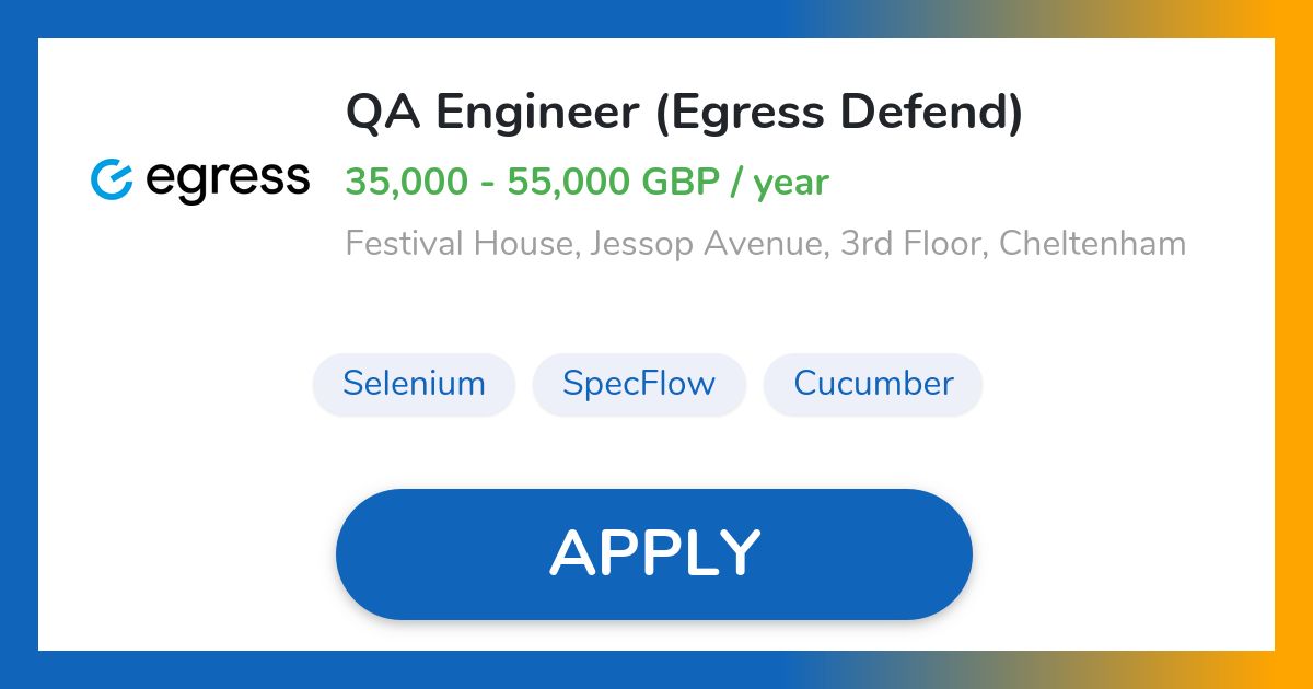 DevITjobs - UK & US on LinkedIn: Remote QA Engineer (Egress Defend ... DevITjobs - UK & US on LinkedIn: Remote QA Engineer (Egress Defend ...