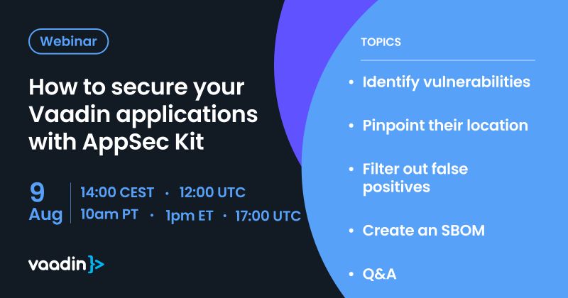 Vaadin on LinkedIn: Webinar: How to secure your Vaadin applications ... Vaadin on LinkedIn: Webinar: How to secure your Vaadin applications ...