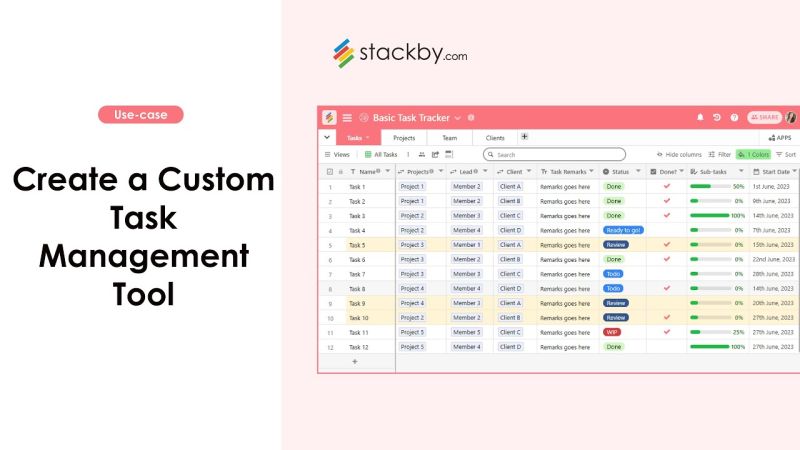Stackby on LinkedIn: Create Custom Task Management Tool | Stackby Use-case Stackby on LinkedIn: Create Custom Task Management Tool | Stackby Use-case