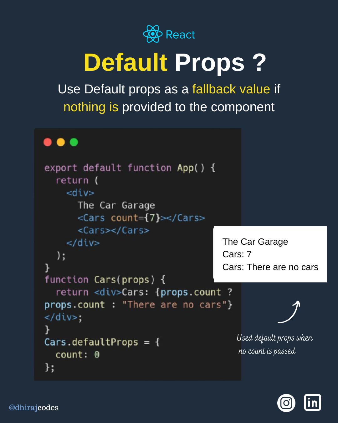 Dhiraj Tandulkar on LinkedIn: #react #frontenddevelopment #defaultprops ... Dhiraj Tandulkar on LinkedIn: #react #frontenddevelopment #defaultprops ...