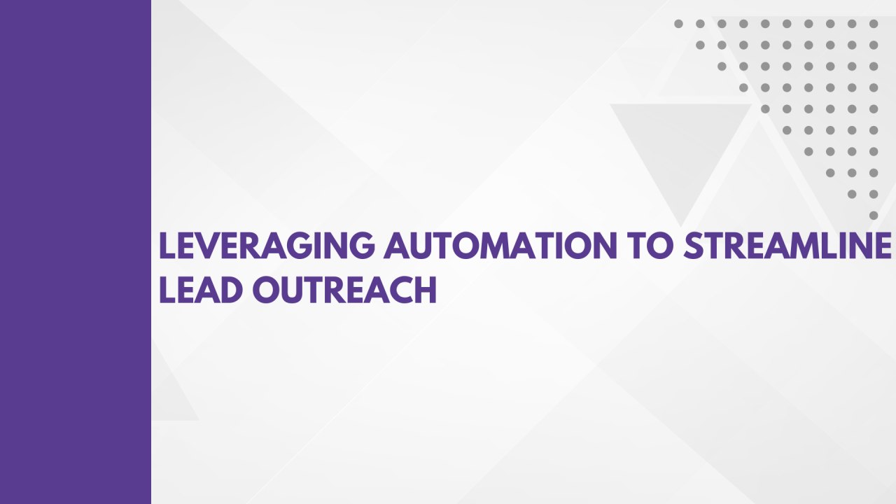 Leveraging automation to streamline lead outreach Leveraging automation to streamline lead outreach