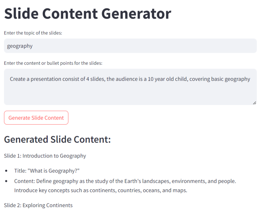 Automating Slide Content Generation with Streamlit and OpenAI Automating Slide Content Generation with Streamlit and OpenAI