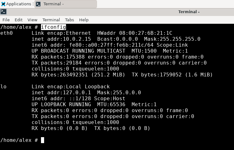 The 'ifconfig' command line utility The 'ifconfig' command line utility
