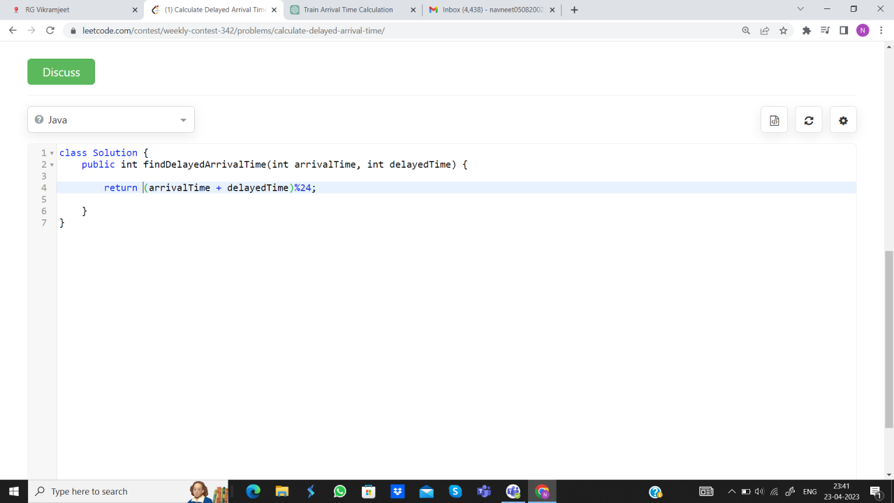 leetcode-contest-weekly-contest-342- Problem 2651. Calculate Delayed ... leetcode-contest-weekly-contest-342- Problem 2651. Calculate Delayed ...