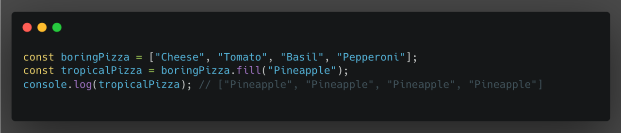 Dive into Flavorful Arrays with JavaScript's Array.fill() Method! Dive into Flavorful Arrays with JavaScript's Array.fill() Method!