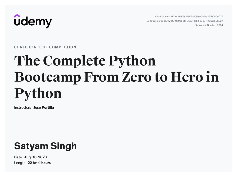 Python Certificate. Python Certificate.