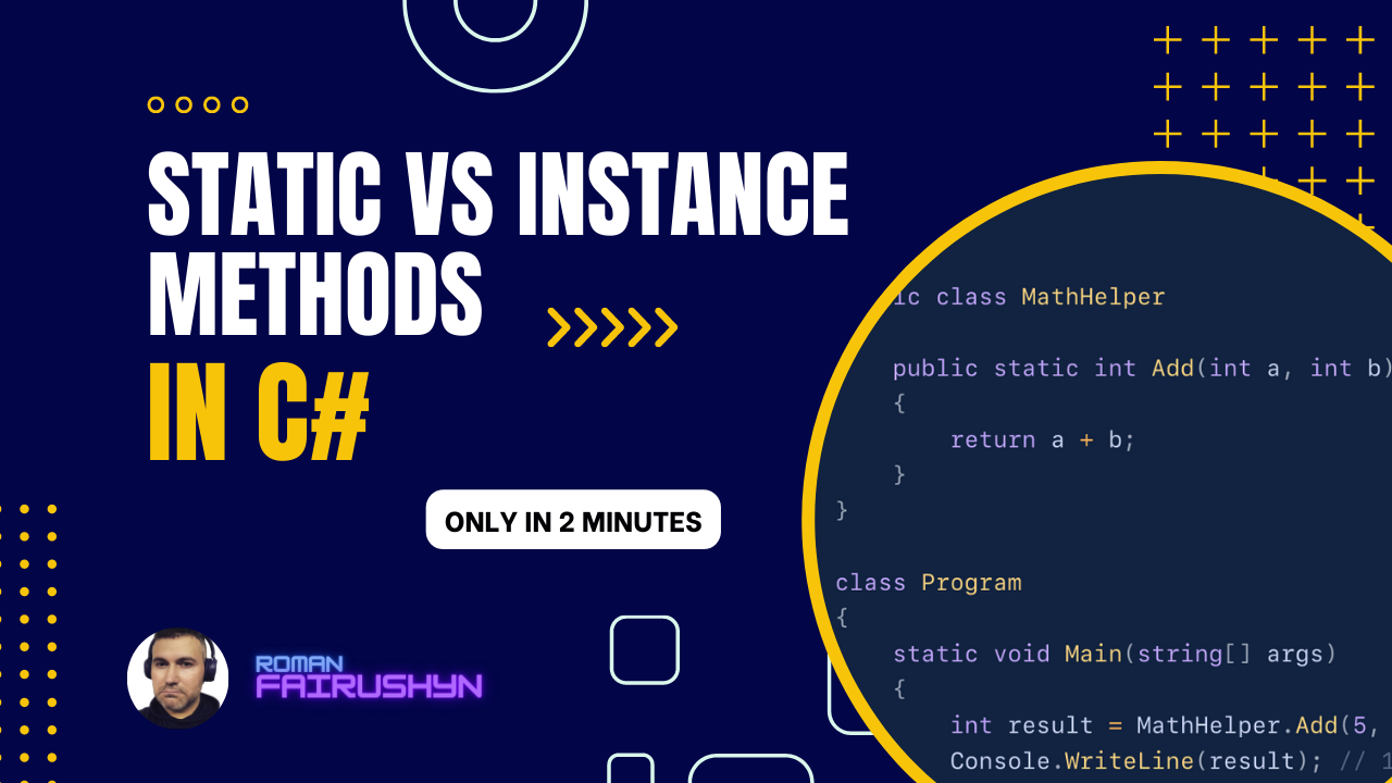 Static vs instance methods In C# Static vs instance methods In C#