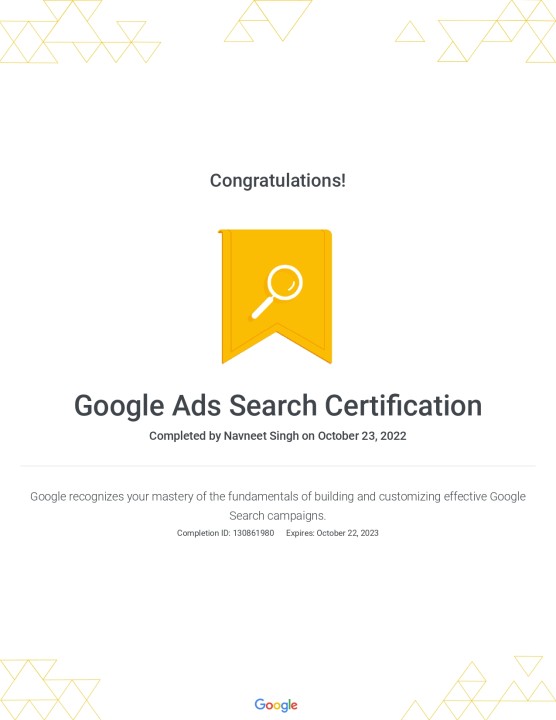 Navneet Singh on LinkedIn: Google Ad Search Certification Navneet Singh on LinkedIn: Google Ad Search Certification