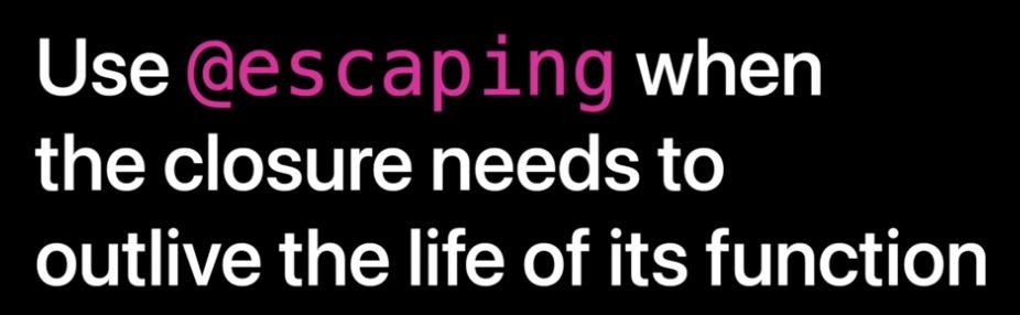 @escaping closures in Swift @escaping closures in Swift