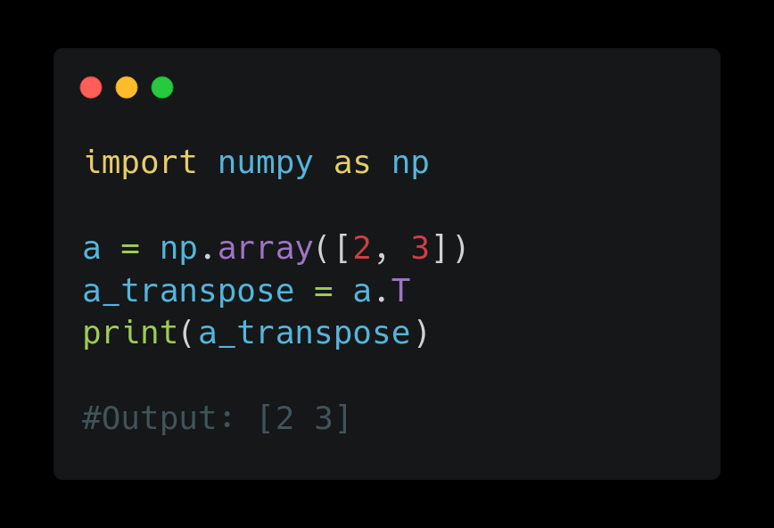 Transpose of 1-D and 2-D array using Numpy Transpose of 1-D and 2-D array using Numpy