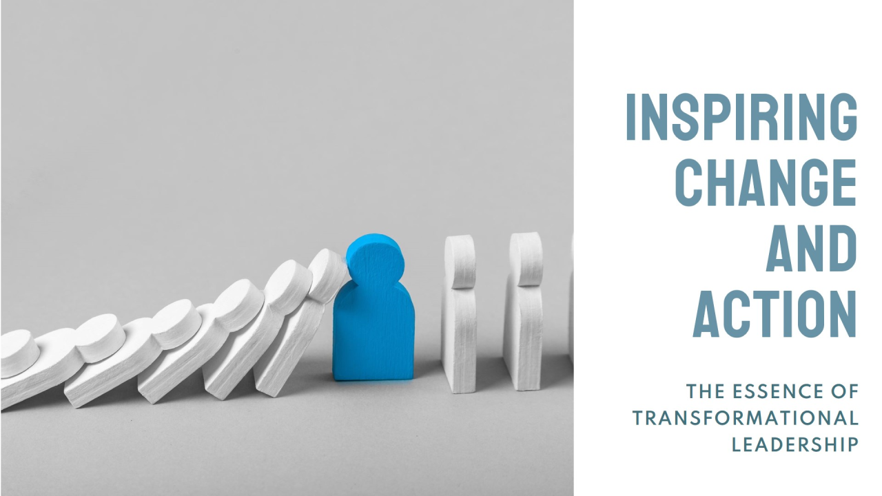 Transformational leadership: Inspiring Change and Action. Transformational leadership: Inspiring Change and Action.
