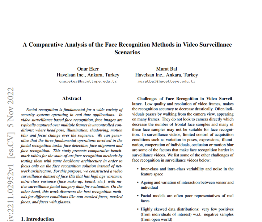 A Comparative Analysis of the Face Recognition Methods in Video ... A Comparative Analysis of the Face Recognition Methods in Video ...