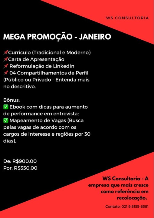 Promoção liberada! Aumente suas chances de Recolocação Profissional. Promoção liberada! Aumente suas chances de Recolocação Profissional.