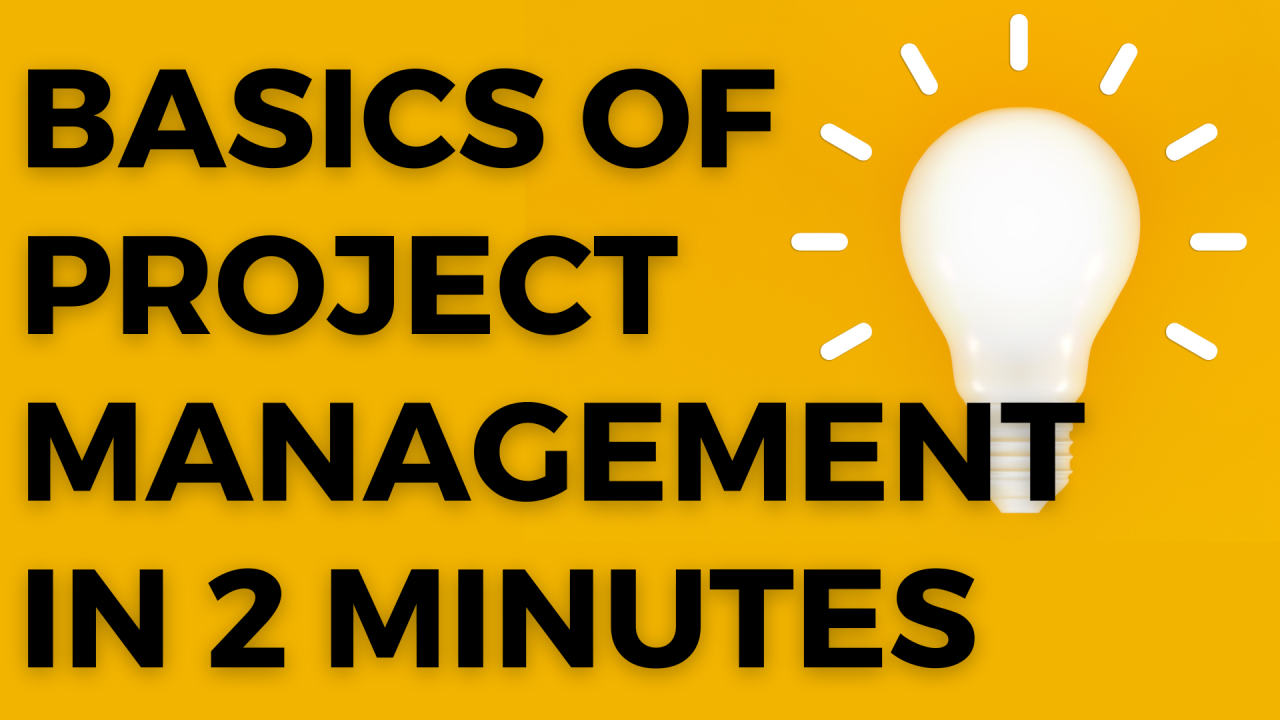 BASICS OF PROJECT MANAGEMENT IN 2 MINUTES BASICS OF PROJECT MANAGEMENT IN 2 MINUTES