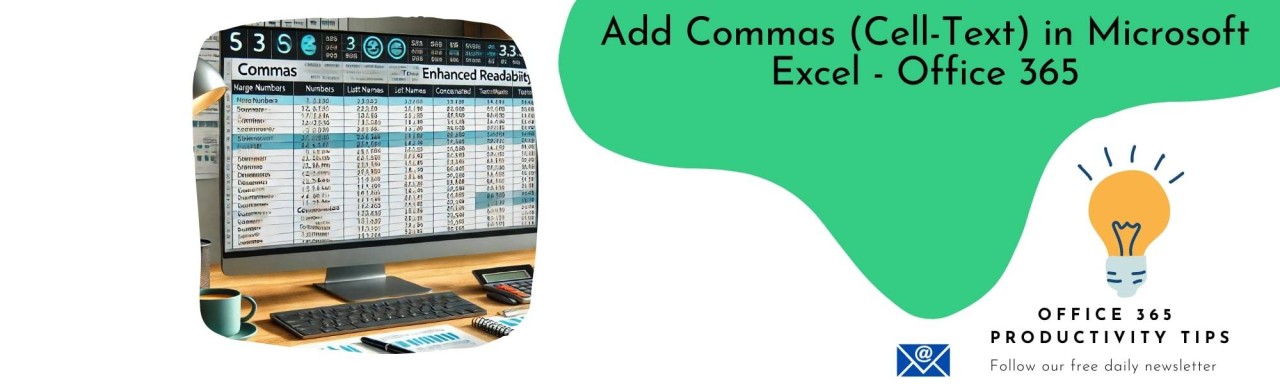 Add Commas (Cell-Text) in Microsoft Excel - Office 365 Add Commas (Cell-Text) in Microsoft Excel - Office 365