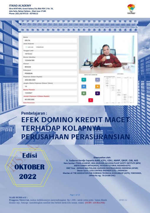 Efek domino kredit macet terhadap kolapnya perusahaan perasuransian Efek domino kredit macet terhadap kolapnya perusahaan perasuransian