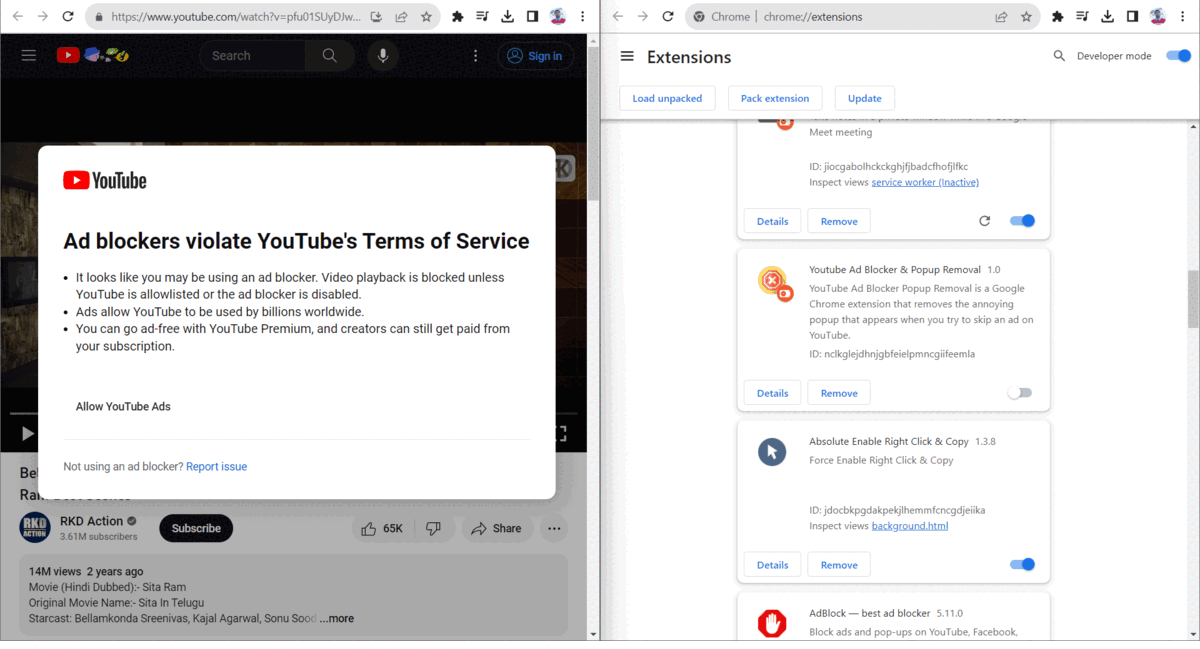 YouTube Ad Blocker Popup Removal YouTube Ad Blocker Popup Removal