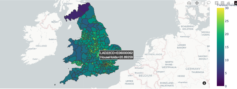 Plotting open source UK data using GeoJSON and Plotly. Plotting open source UK data using GeoJSON and Plotly.