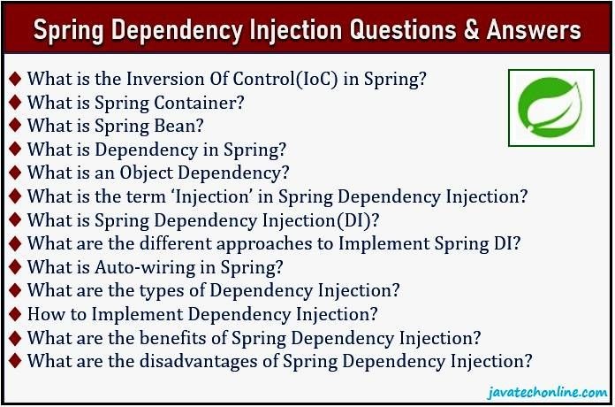 Spring Dependency Injection Spring Dependency Injection