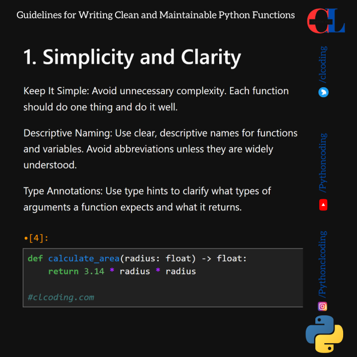 Guidelines for Writing Clean and Maintainable Python Functions Guidelines for Writing Clean and Maintainable Python Functions