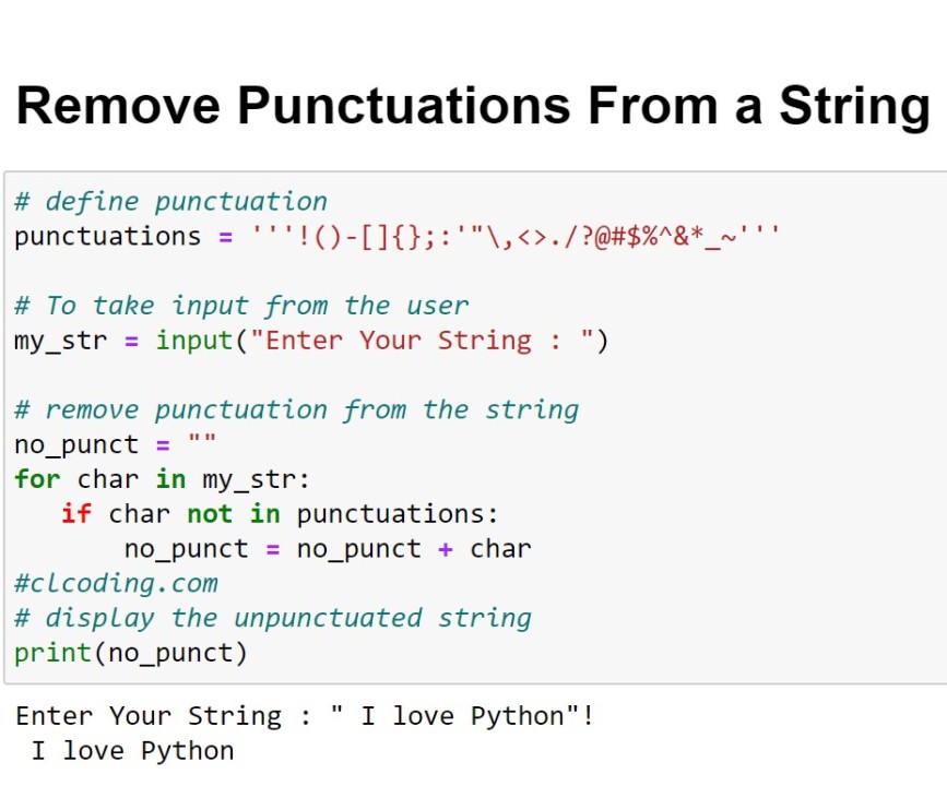 Day 63 : Python Program to Remove Punctuations From a String Day 63 : Python Program to Remove Punctuations From a String