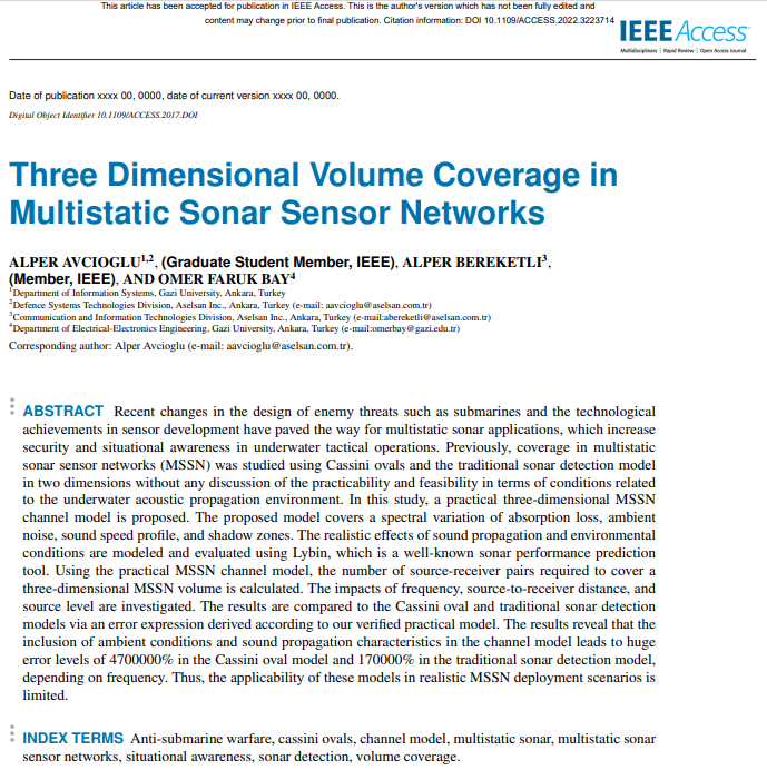 Our paper, “Three Dimensional Volume Coverage in Multistatic Sonar ... Our paper, “Three Dimensional Volume Coverage in Multistatic Sonar ...