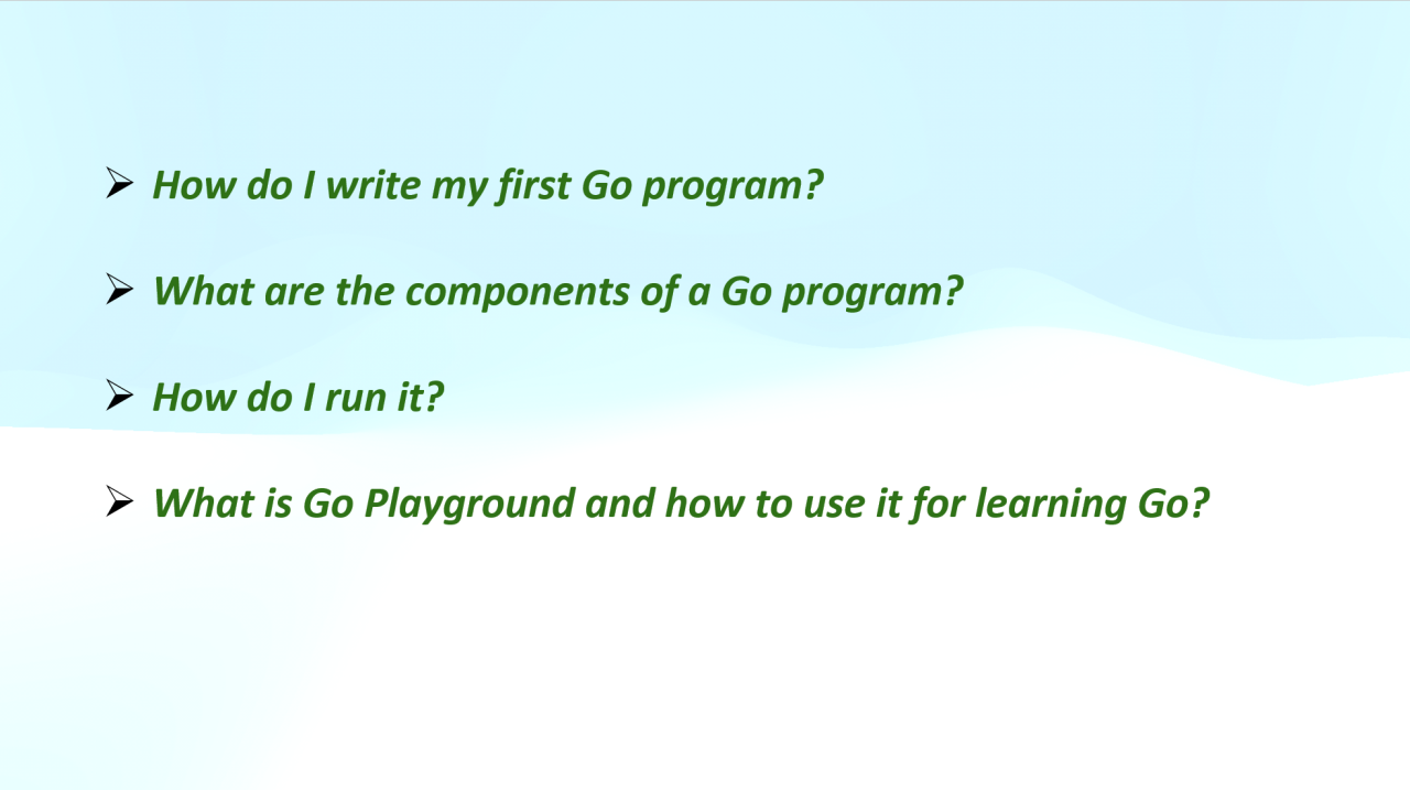 Golang quick reference: Hello World Golang quick reference: Hello World