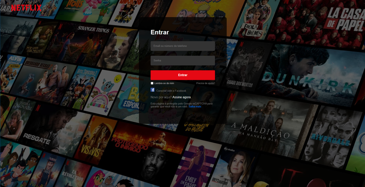 Tela de login da Netflix - HTML e CSS Tela de login da Netflix - HTML e CSS