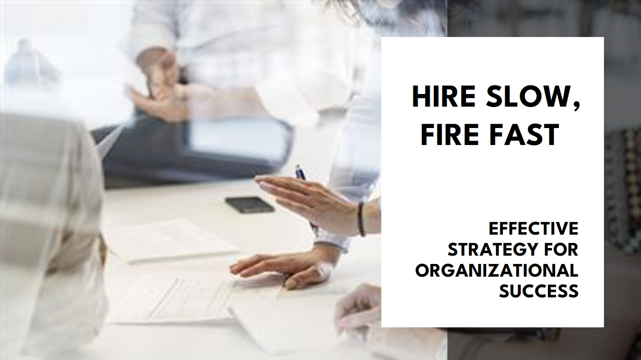 Hire Slow, Fire Fast: An Effective Strategy for Organizational Success Hire Slow, Fire Fast: An Effective Strategy for Organizational Success