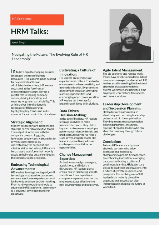Navigating the Future: The Evolving Role of HR Leadership Navigating the Future: The Evolving Role of HR Leadership