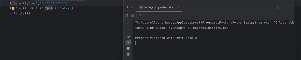 Tuple Comprehension Tuple Comprehension