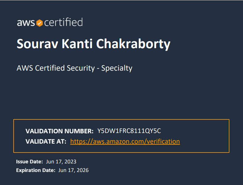 Earned the AWS Security Specialty Certification Earned the AWS Security Specialty Certification
