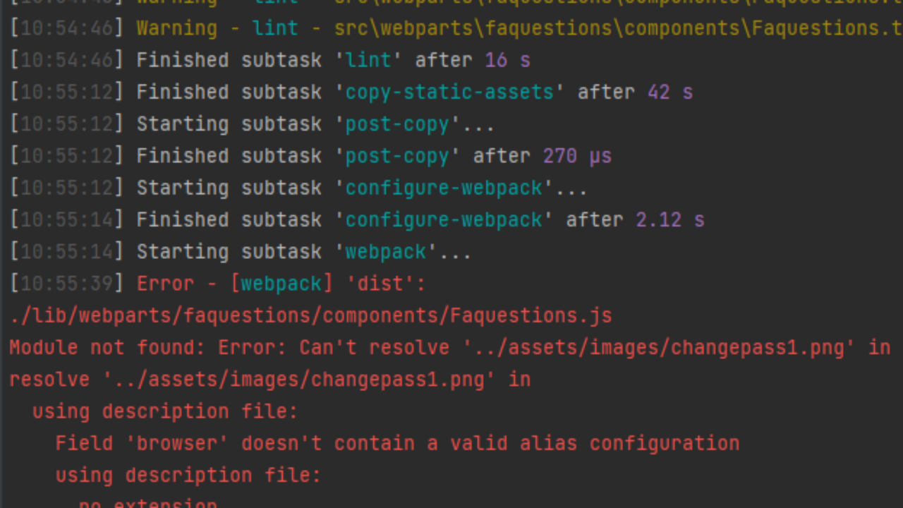 spfx React webpart: gulp serve import failure spfx React webpart: gulp serve import failure