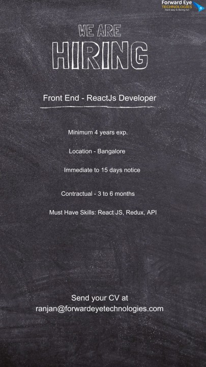 We are looking for a Front End - ReactJs Developer We are looking for a Front End - ReactJs Developer