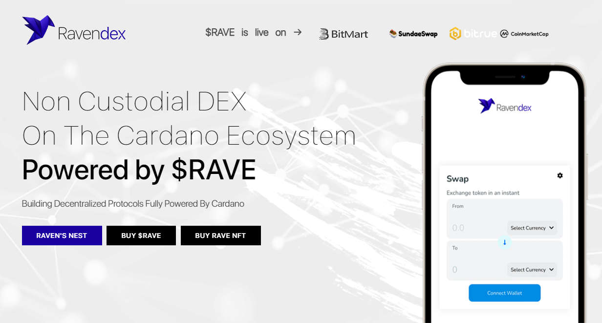 Ravendex: Non Custodial DEX On The Cardano Ecosystem Ravendex: Non Custodial DEX On The Cardano Ecosystem