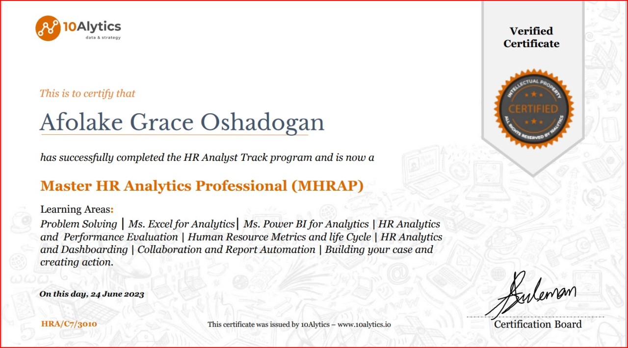 HR Analytics Certification Completed!!! HR Analytics Certification Completed!!!