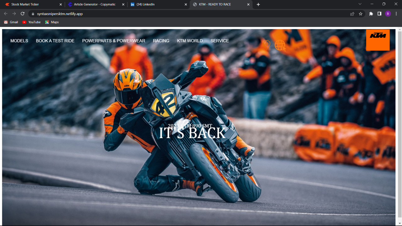 Creating KTM landing page using html, css Creating KTM landing page using html, css