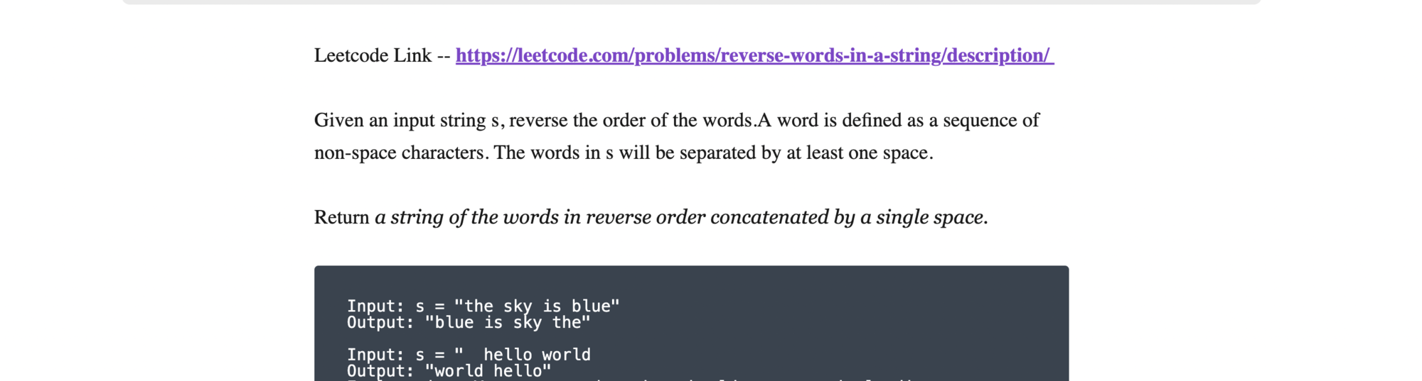 Reverse Words in String Reverse Words in String