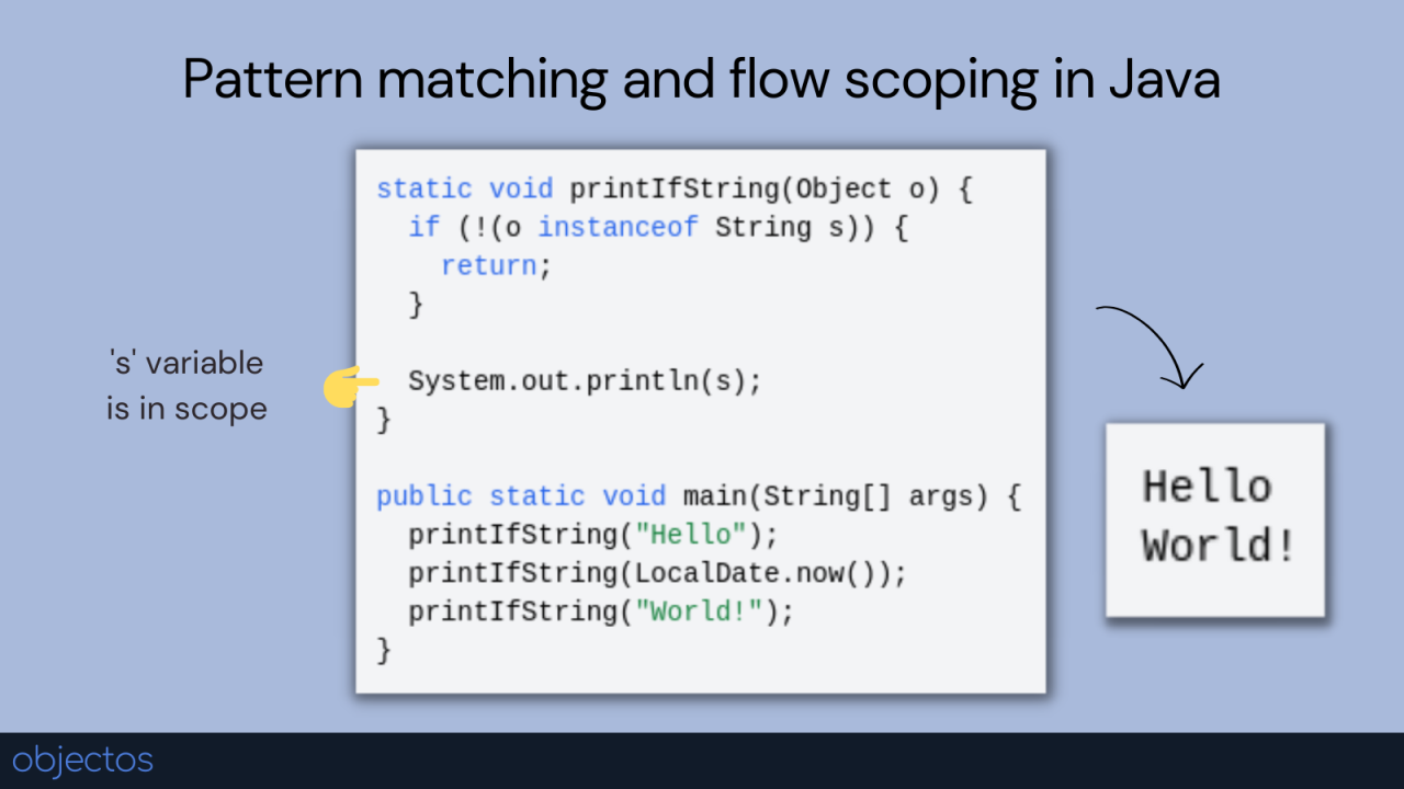 Pattern matching and flow scoping in Java Pattern matching and flow scoping in Java