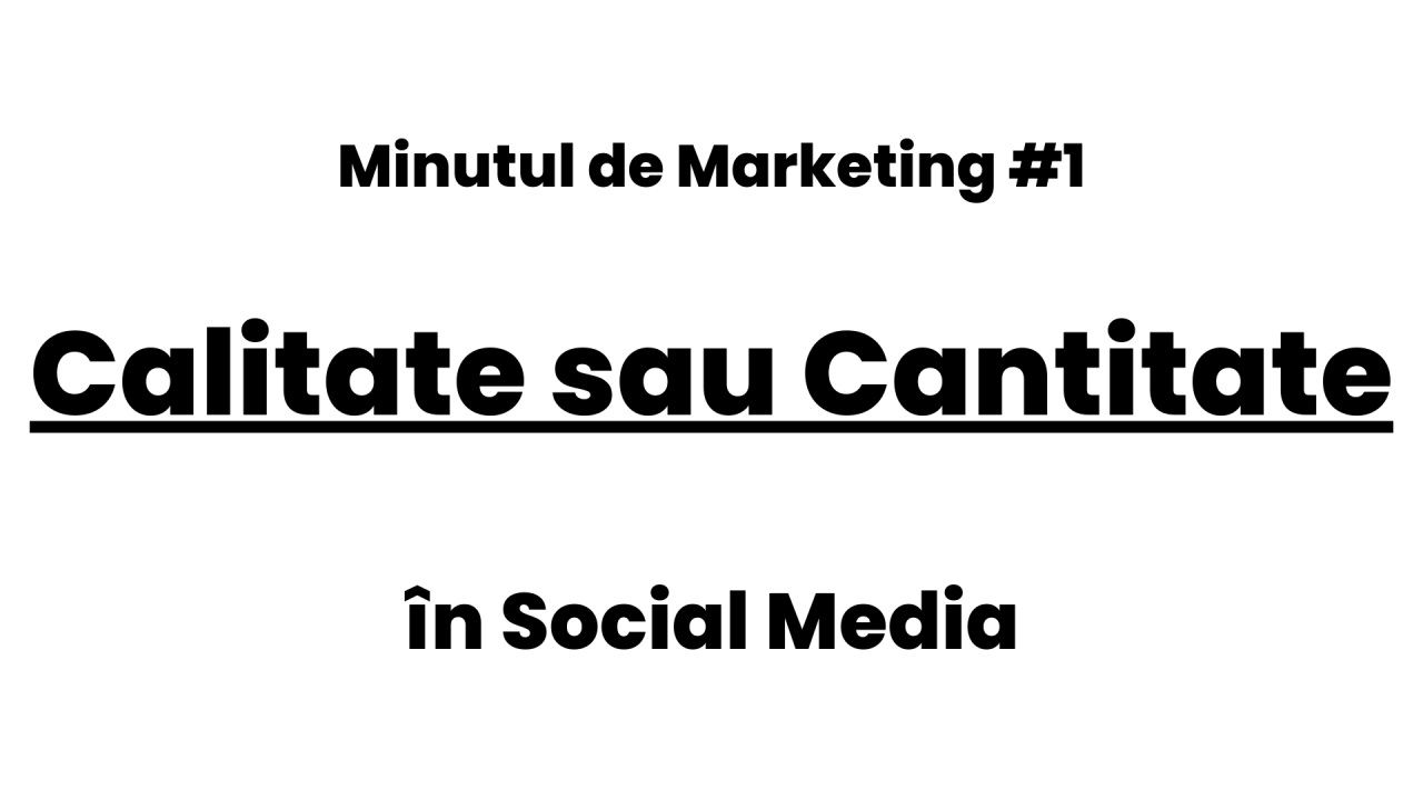Minutul de Marketing #1 Minutul de Marketing #1