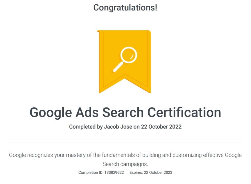 Google Ads Search Certification Google Ads Search Certification