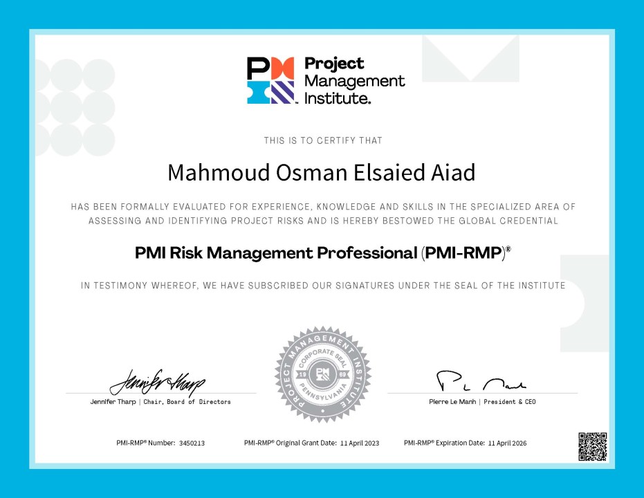 PMI-RMP Certificate PMI-RMP Certificate