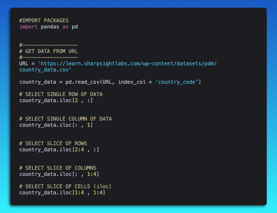 How to Subset Python Data by Numeric Index (the Pandas iloc technique) How to Subset Python Data by Numeric Index (the Pandas iloc technique)